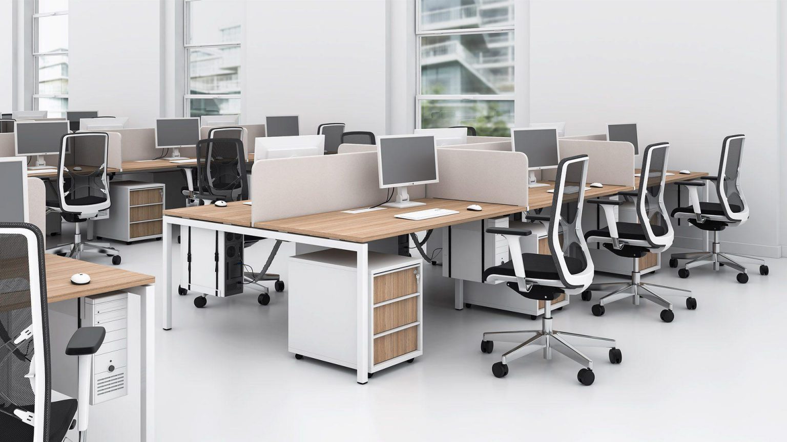 Nova A 2-Person Back to Back Desk with Scallop Cut-Out – Office ...