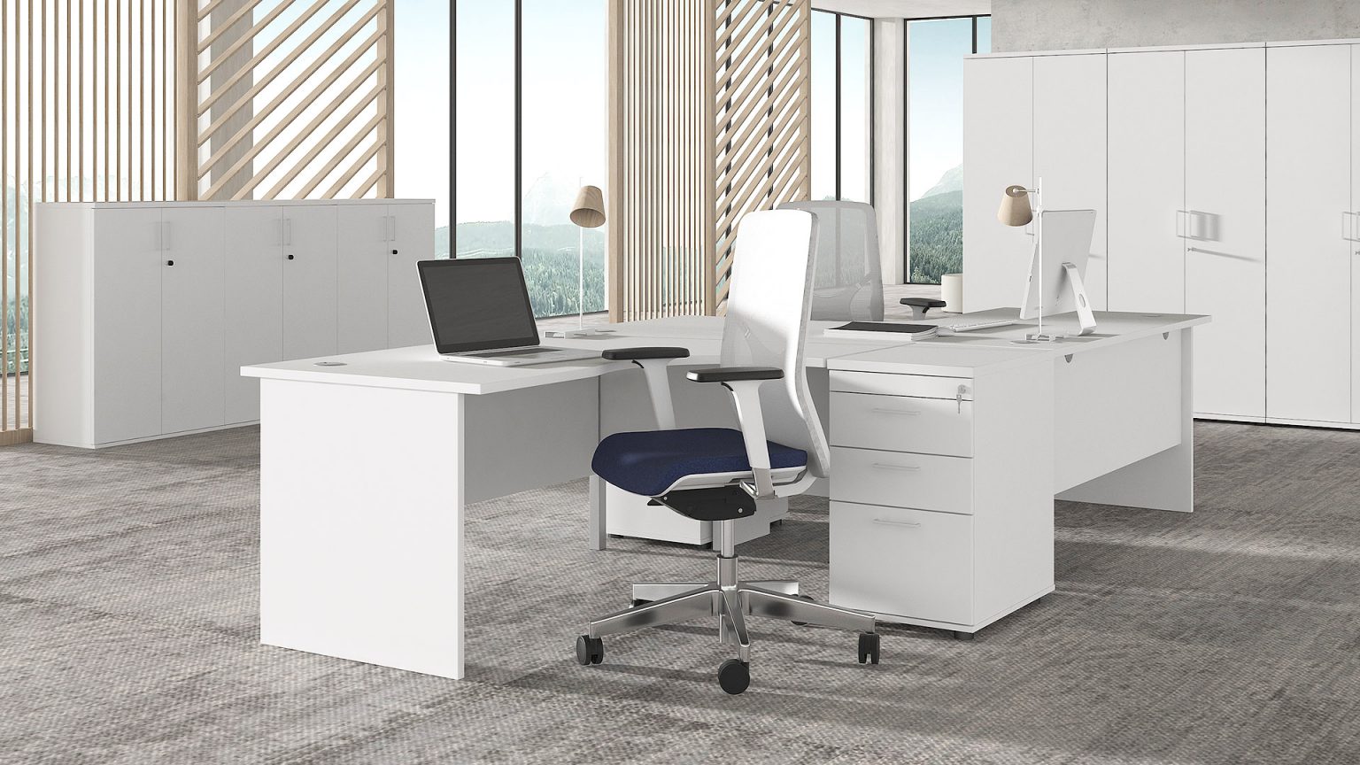 Optima Plus Crescent Desk with Pedestal – Office Furniture Requirements