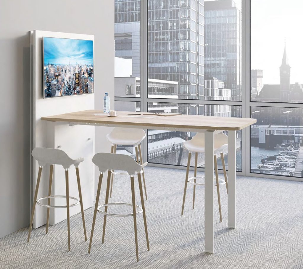 Visio Media Hub Table with Technical Wall – Office Furniture Requirements