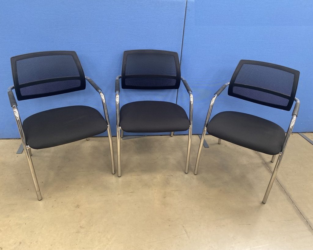 Set of 3 Breeze Cantilever Meeting Chairs with Mesh Back – Office ...