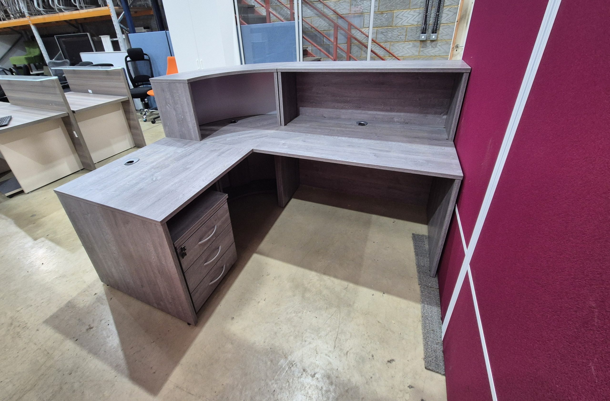 Reception Desk with Storage in Grey Wood – Ex Display – Office ...